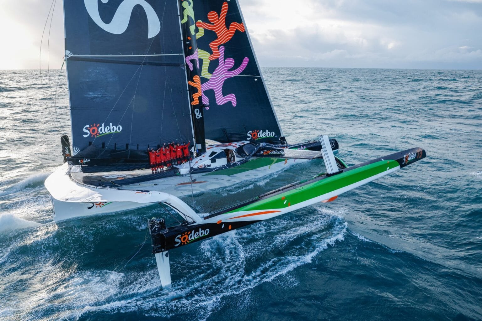 Thomas Coville and crew on Sodebo Ultim 3 win Jules Verne Trophy and ...
